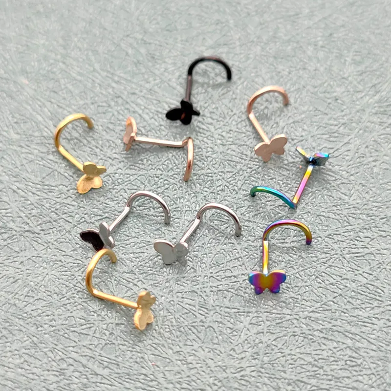 1Piece-Women-s-Stainless-Steel-Nose-Piercing-Studs-Rings-Butterfly ...