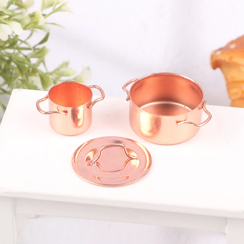 Metal-1-12-Scale-Dollhouse-Miniature-Pot-Pretend-Play-Kids-Mini-Kithcen ...