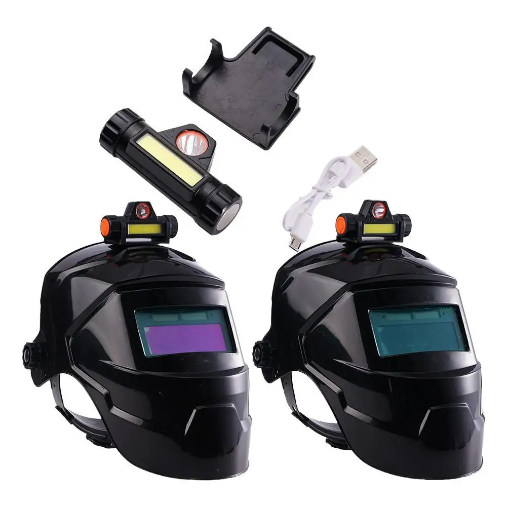 Welding Helmet Welder Mask With Rechargeable Headlight Solar Automatic ...