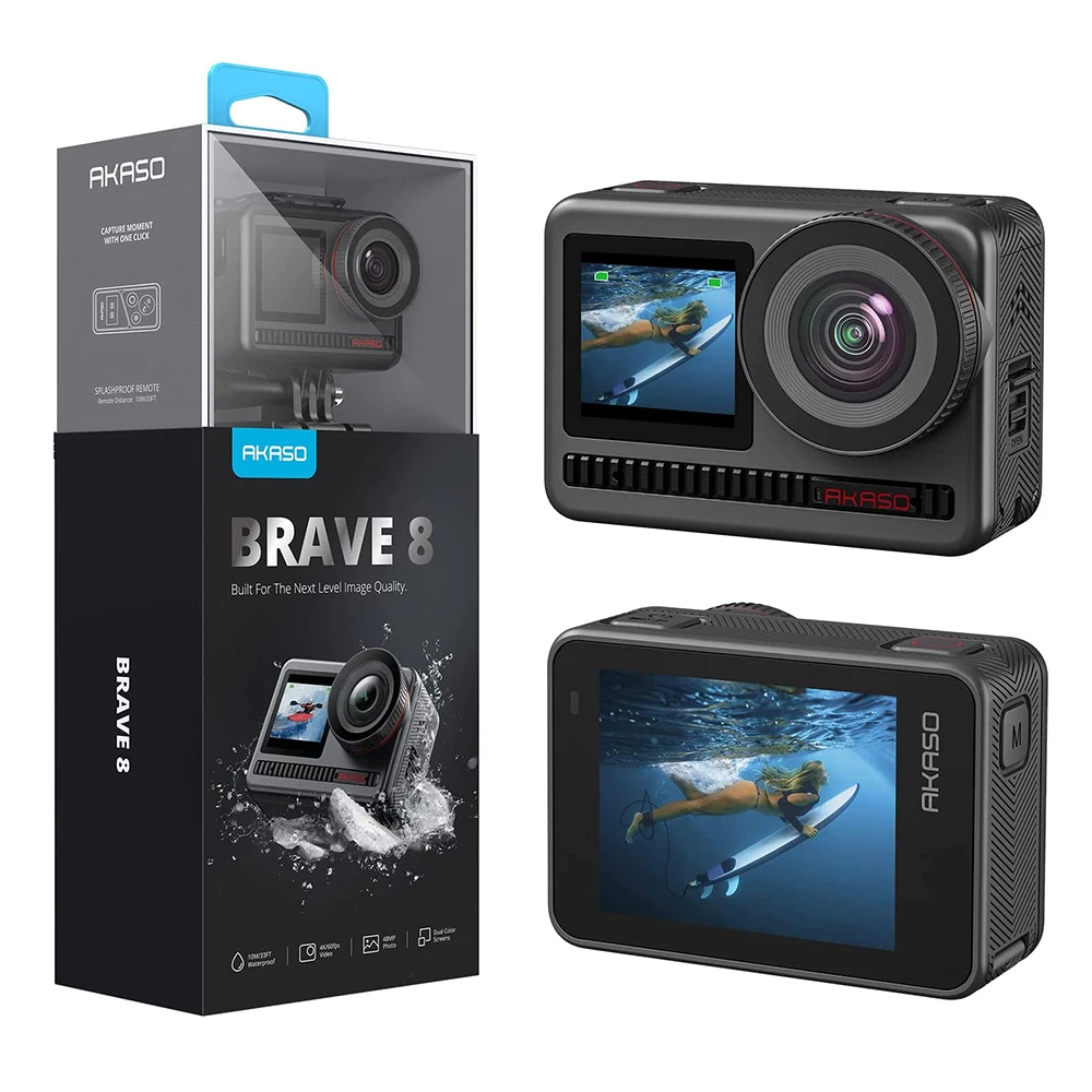 AKASO Brave 8 4K60FPS Action Camera 48MP Touch Screen Waterproof Camera ...
