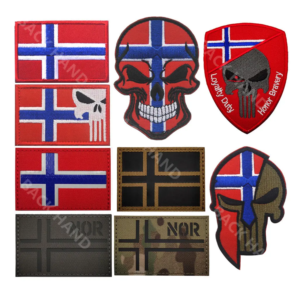 NOR-Norway-Embroidered-Infrared-Reflective-Magic-Sticker-Flag-Pack-Glow ...