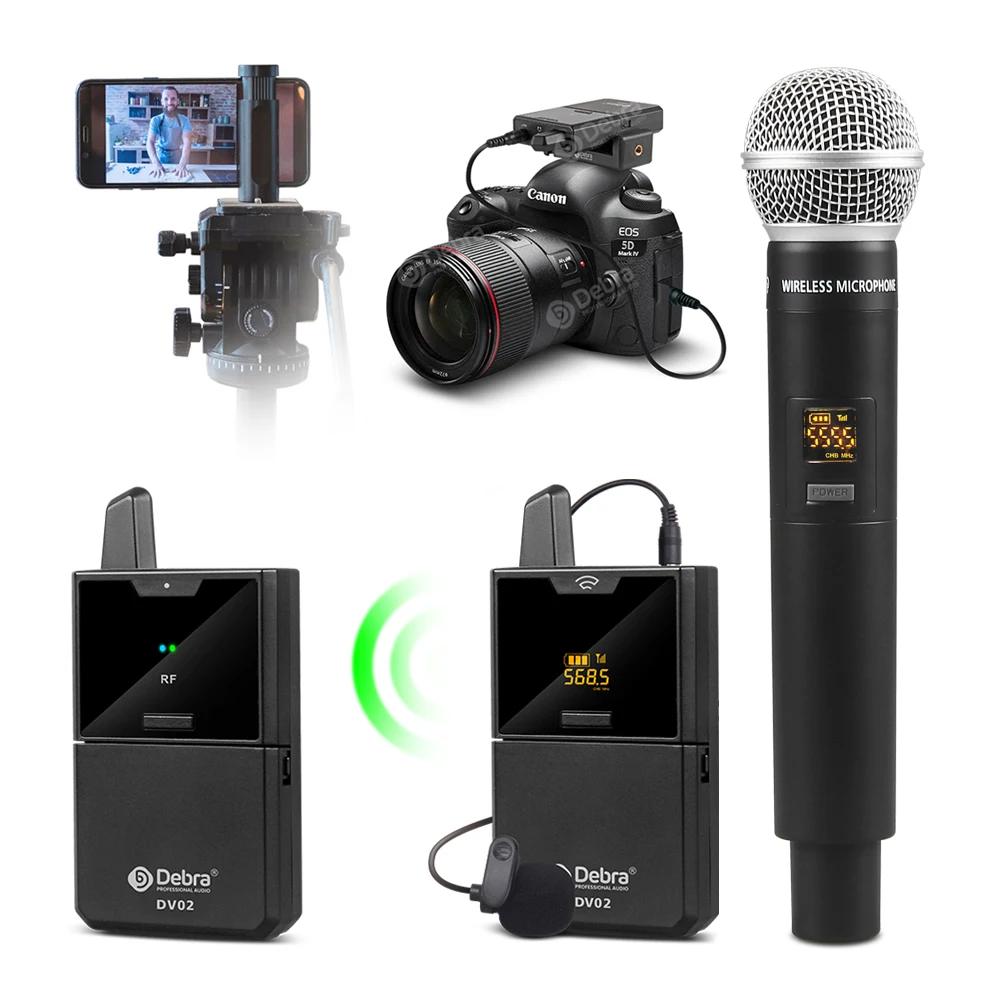 Debra-Audio-DV02-UHF-Wireless-Handheld-lavalier-Clip-Microphone-Ce ...