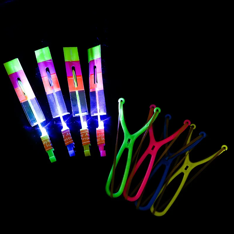 10PCS Outdoor Slingshot Toys Shining Rocket Flash LED Light Night Kids ...