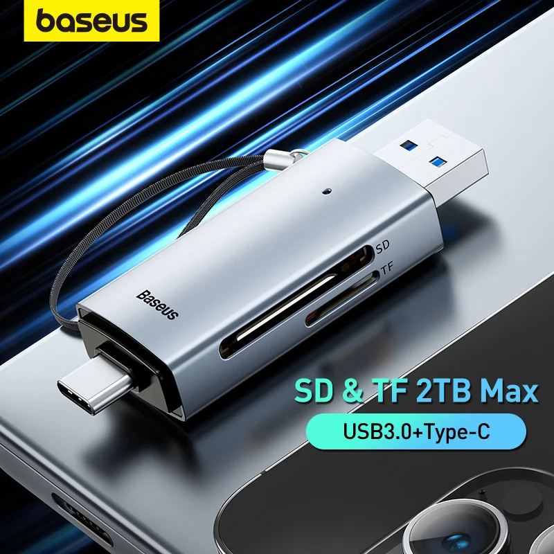 Baseus Card Reader USB C & USB3.0 to SD Micro SD TF Memory Card Device ...