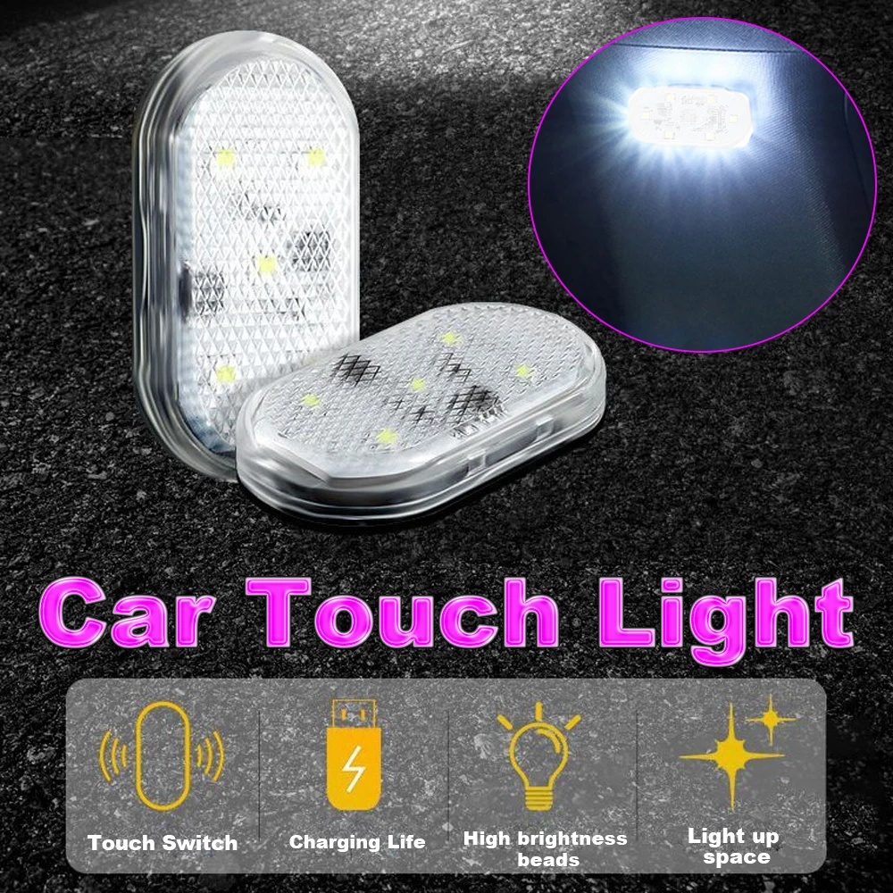 차량용 Led 조명 실내 조명 분위기 램프 팔걸이 박스 트렁크 스위치 터치 컨트롤 무선 미니 Led 풋 라이트 1 개