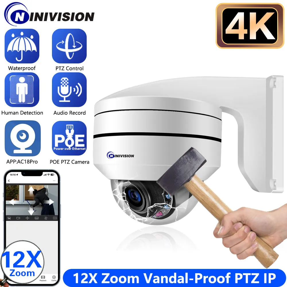 HD-4K-8MP-12X-Optical-Zoom-IR-Smart-CCTV-Security-PTZ-PoE-Dome-8-0MP ...