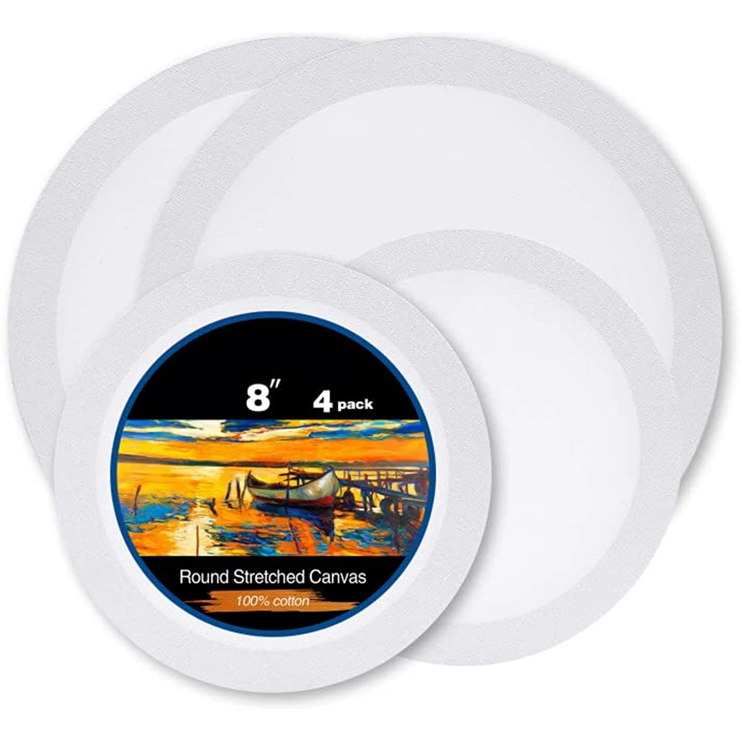 Stretched-Canvas-for-Painting-4-pcs-Round-Canvas-Boards-8-Inch-White ...