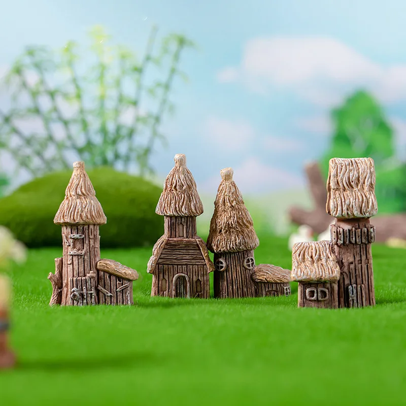 Figurine-Miniature-Cute-Rural-Thatched-Castle-Houses-Micro-Landscape ...