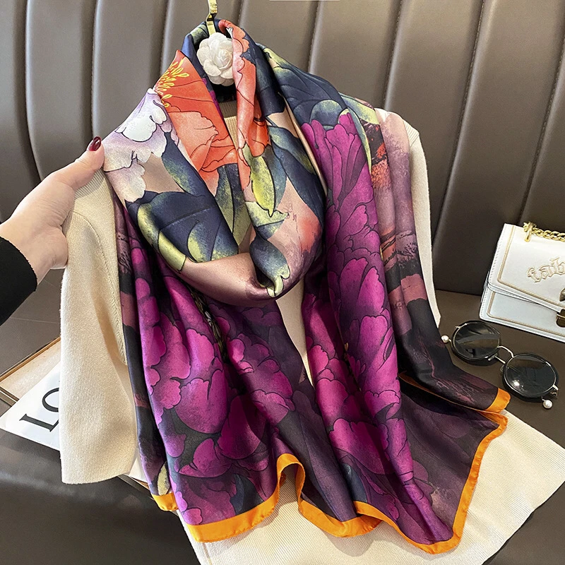 New Silk Spring Autumn Ladies Scarf Luxury Design Print Ladies Beach ...
