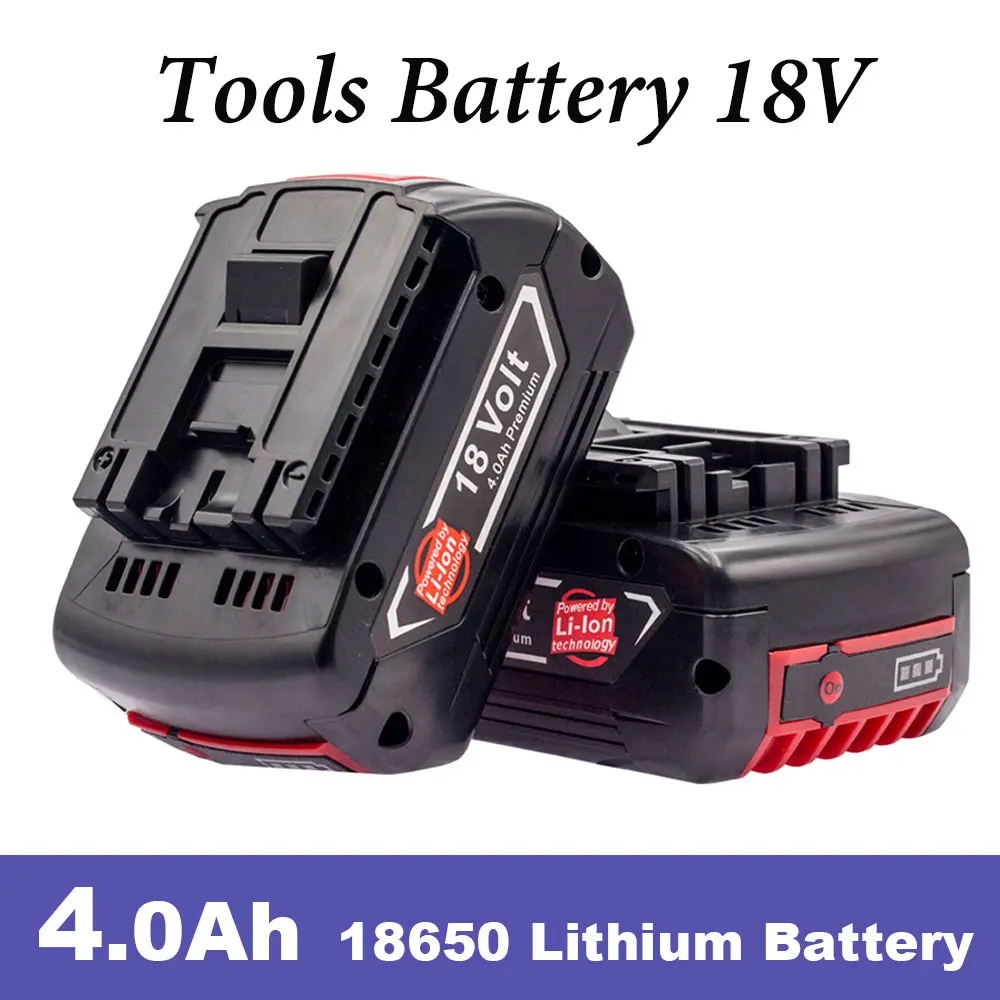 Bosch BAT609 용 충전식 배터리, 교체용 리튬 이온 배터리, 표시등 포함 백업 배터리, 18V, 4.0AH, 4000mAh| | - AliExpress