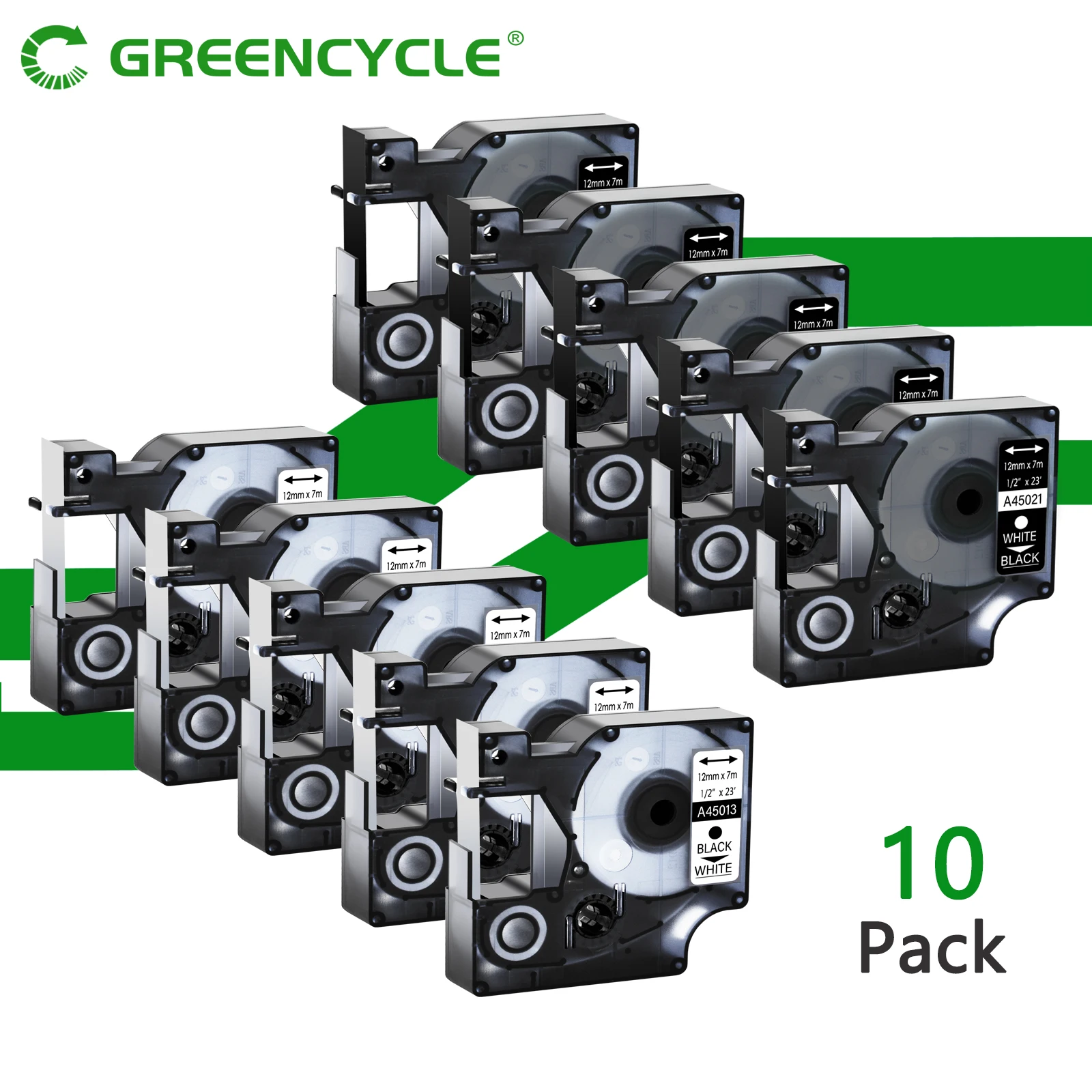 5PK-Black-on-White-5PK-White-on-Black-12mm-Label-Tape-Compatibel-for ...