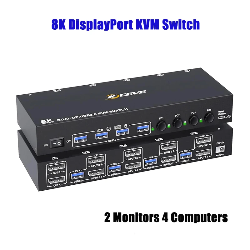 8K-DisplayPort-KVM-Switch-for-4-Computer-Share-2-Display-Dual-Monitor ...