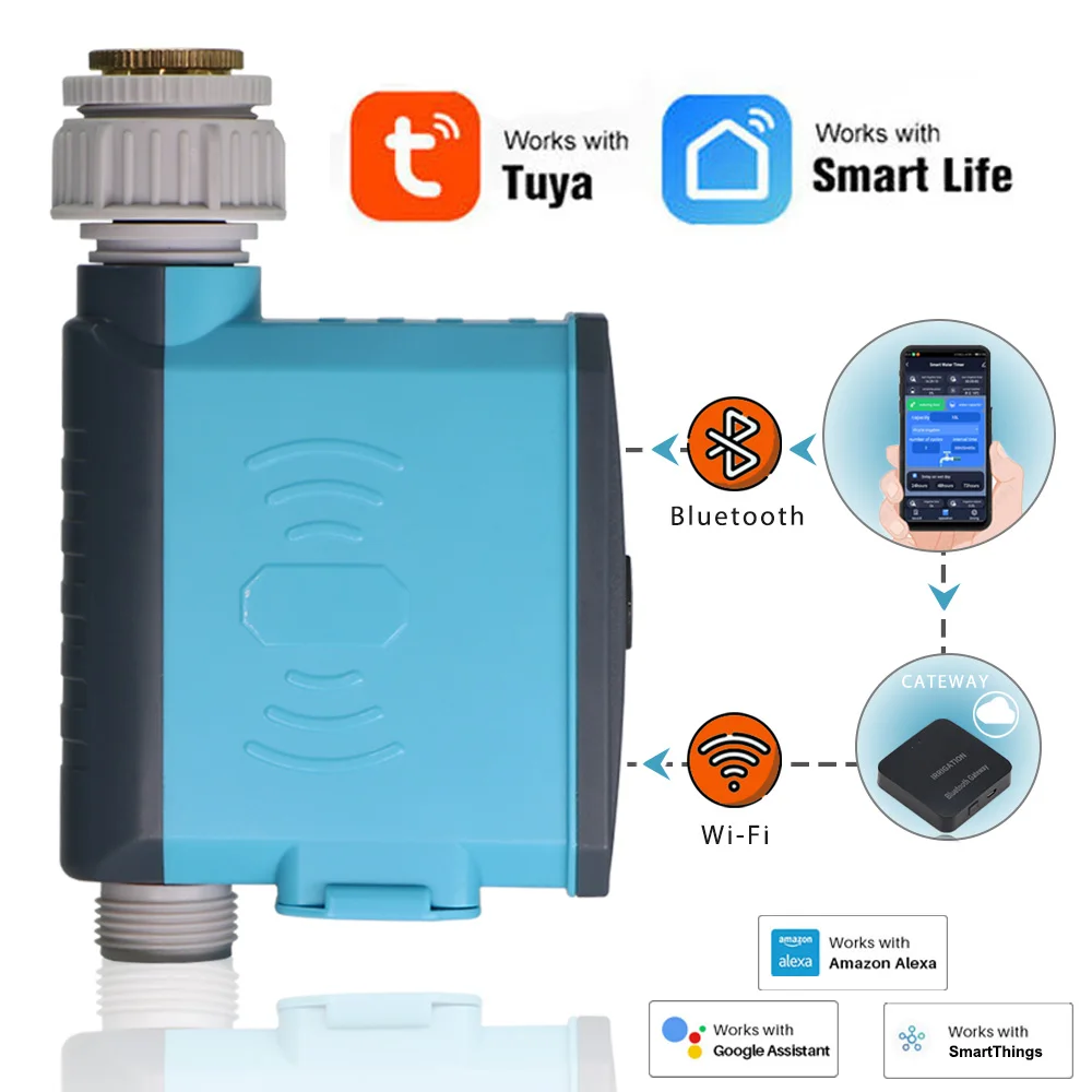 WIFI Bluetooth Garden Watering Timer IP67 Automatic Irrigation Gateway ...