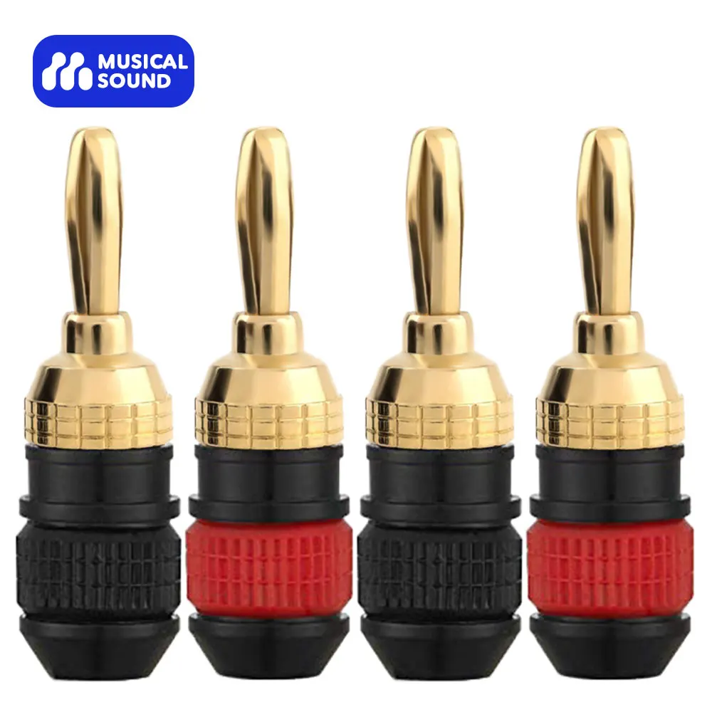 Musical-Sound-4Pcs-Gold-Plated-Banana-Speaker-Plugs-HiFi-Audio-Speaker ...