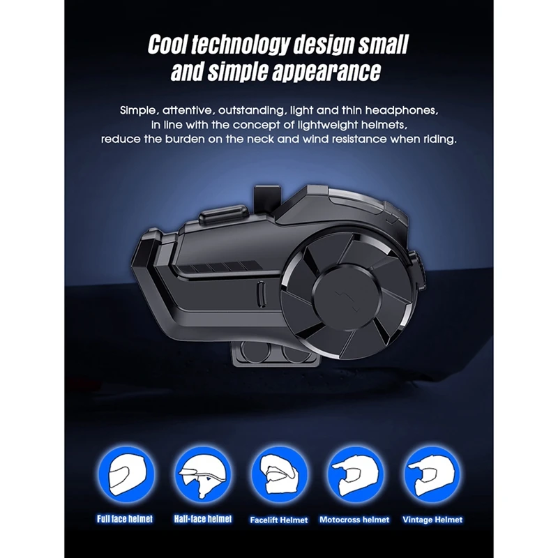 2 Sets Motorcycle 800M Bluetooth Helmet Intercom 2 Rider Pairing ...