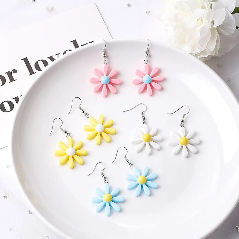 Exquisite-Pink-Blue-Candy-Color-Flower-Design-Dangle-Earrings-Summer ...