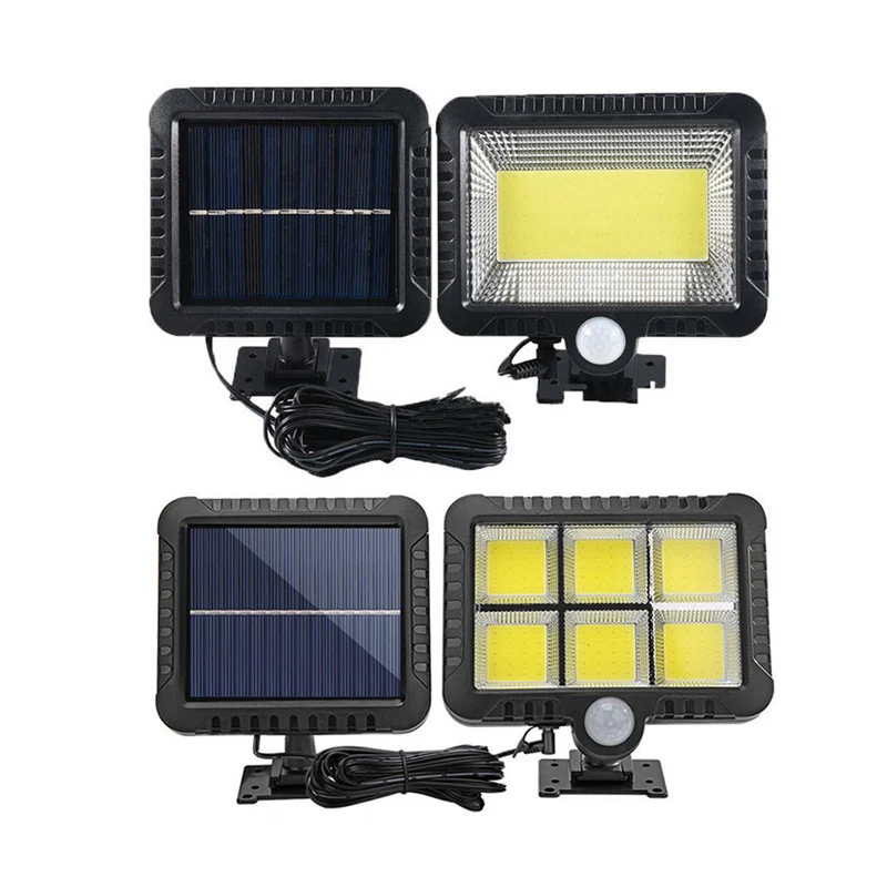 Wakyme Cob 120 Led 태양 빛 Pir 모션 센서 벽 램프 야외 방수 태양 전원 된 경로 거리 램프 정원 장식 태양광