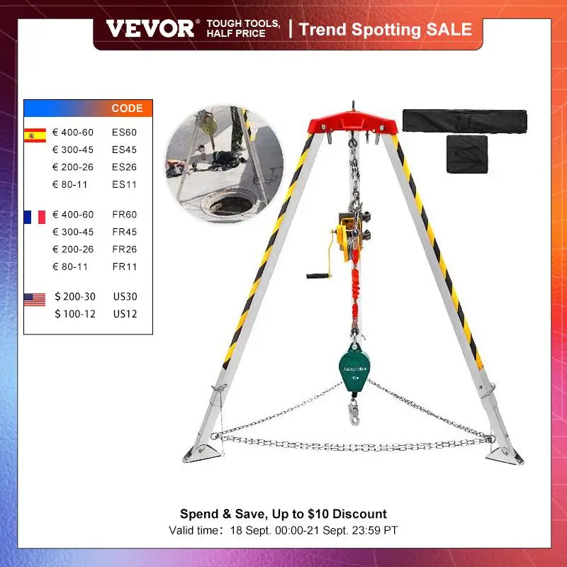 VEVOR-Non-Slip-Confined-Space-Rescue-Tripod-with-390lbs-Personal ...