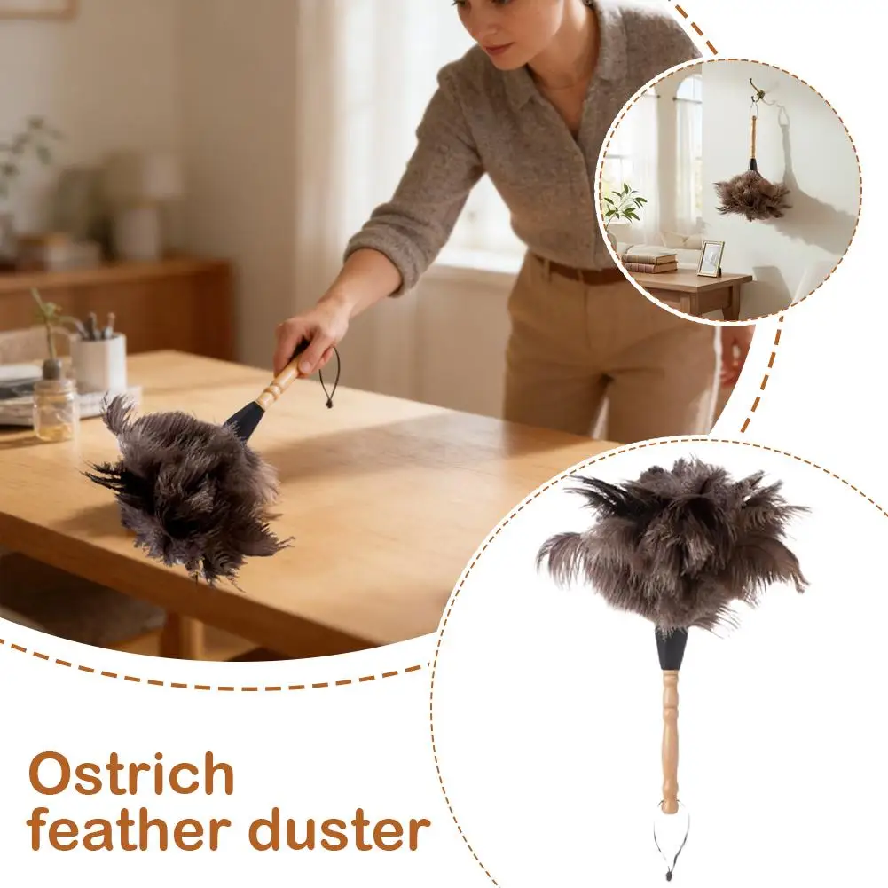 Dust Removal Duster Wooden Handle Feather Anti-static Dusters Ostrich ...
