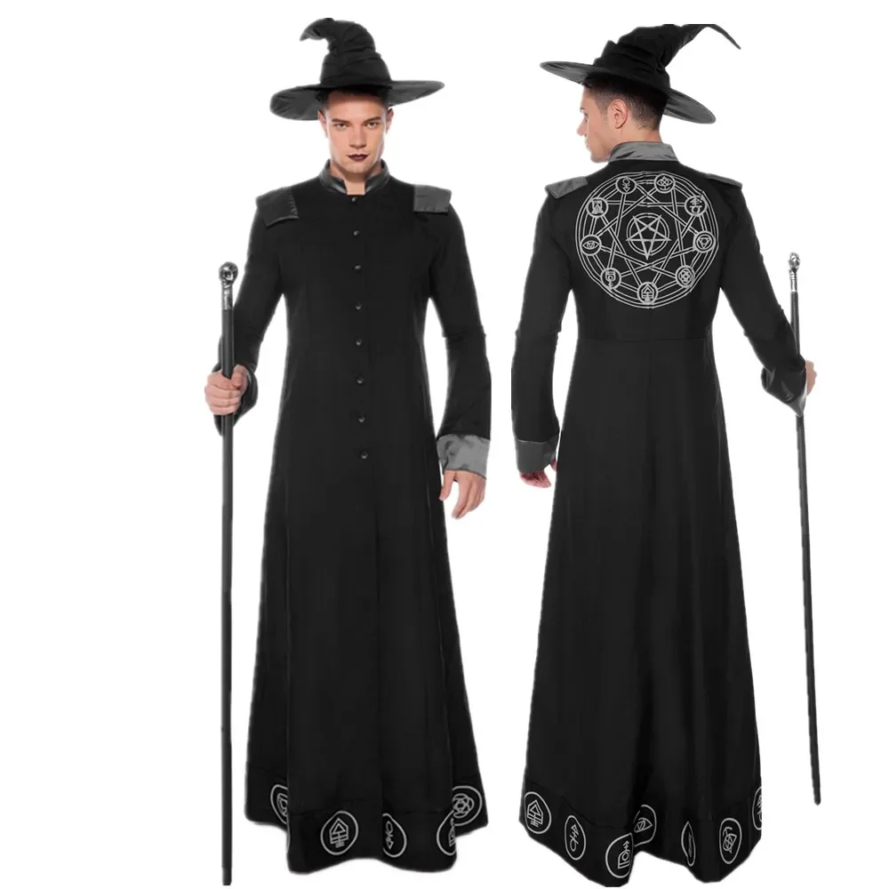 Adult-Magic-Wizard-Sorcerer-Warlock-Costume-Magician-Cosplay-for-Men ...