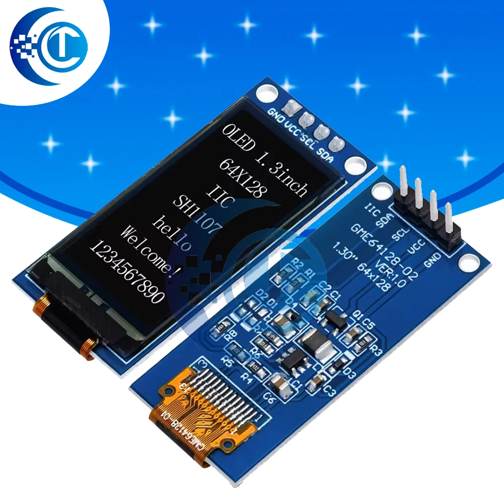 1.3 inch OLED display 64×128 LCD module SH1107 LCD 1.3 "OLED Vertical ...