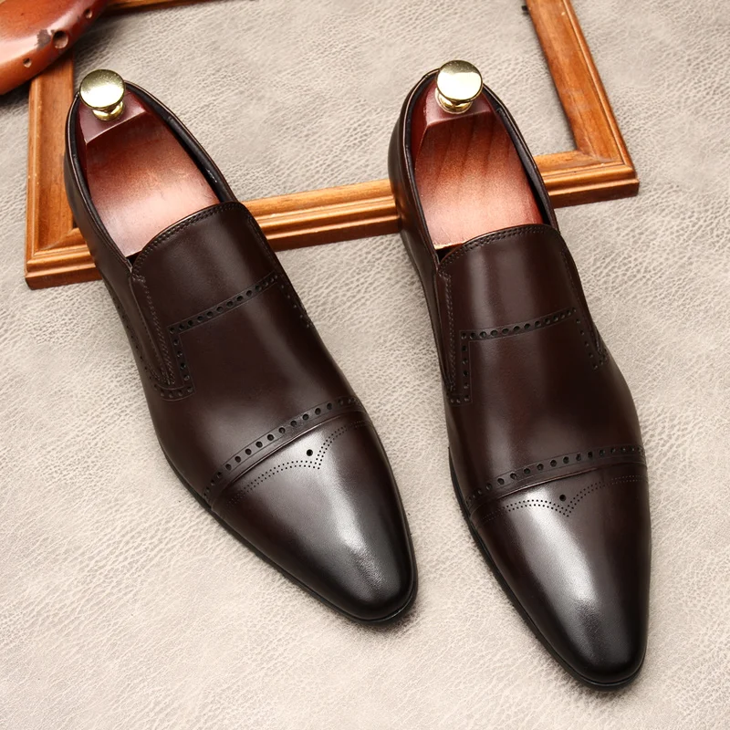 Luxury Mens Derby Dress Shoes Brand Genuine Leather New Designer ...