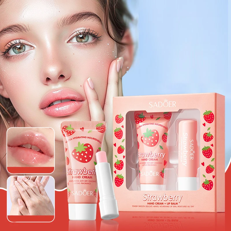 Strawberry Hand Cream and Lip Balm Set - Deeply nourishing, a winter ...