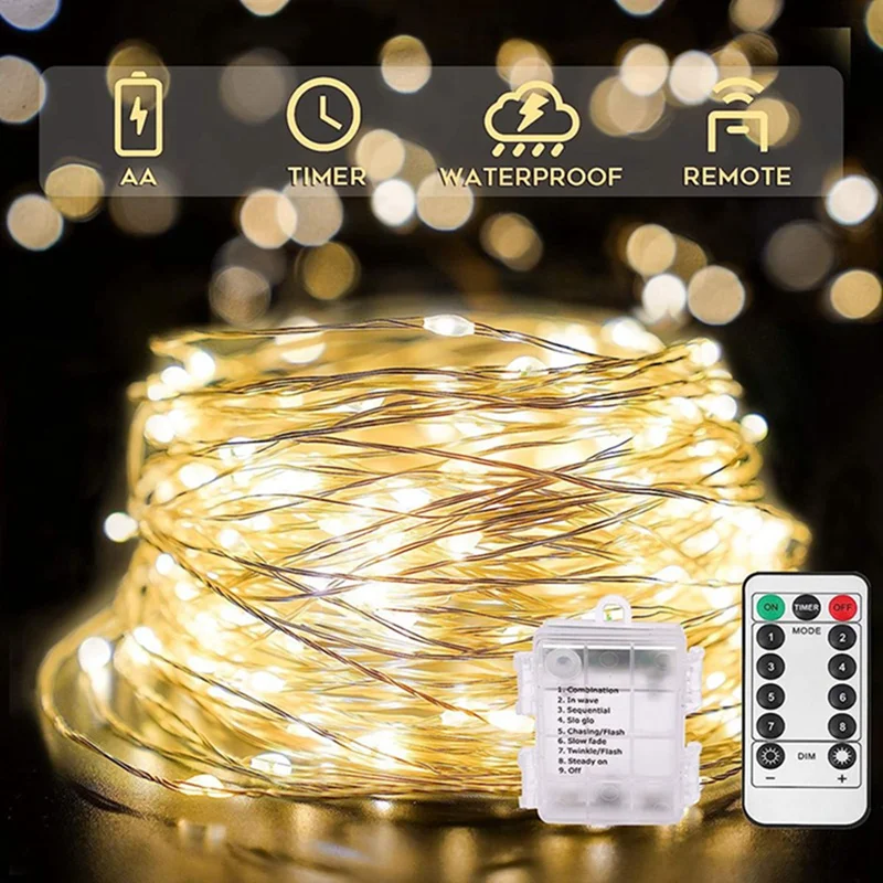 50-100-200-Led-Copper-Wire-String-Lights-Battery-Operated-Usb-Operated ...