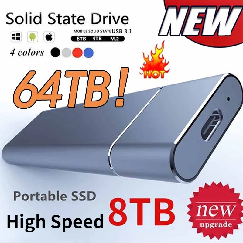 Unidade De Estado Sólido Externa De Alta Velocidade 1tb 2tb 64tb Ssd Dispositivo De ...