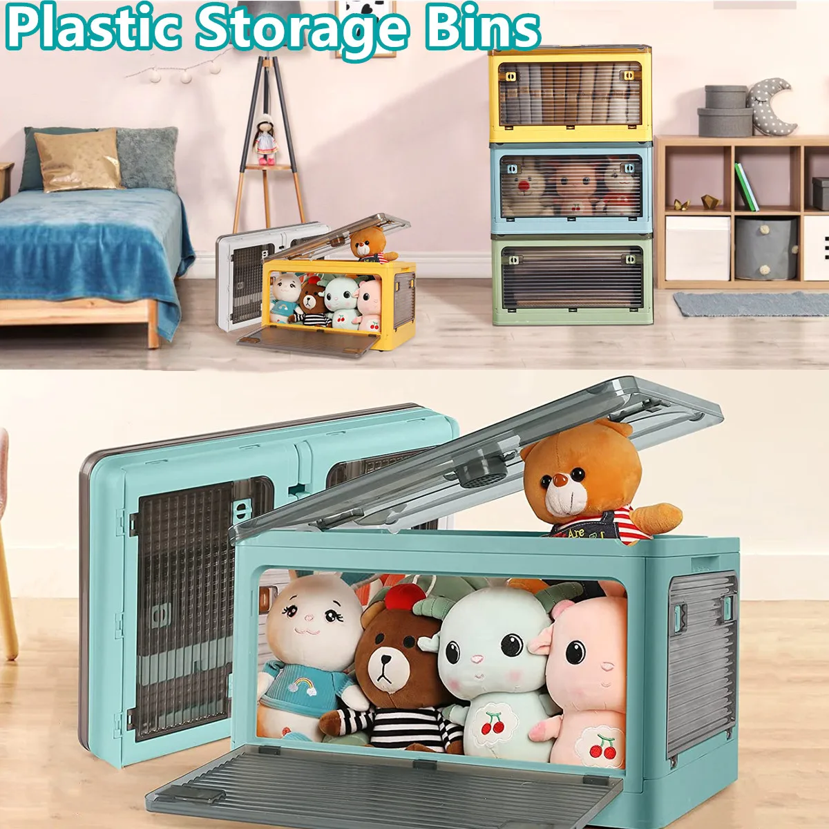 Plastic Storage Bins Tote Organizing Container with Lids and Secure ...