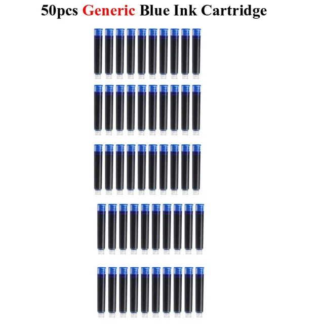 50pcs Fountain Pen Ink Cartridges Blue Black Red ink Colors,Set of 50 ...