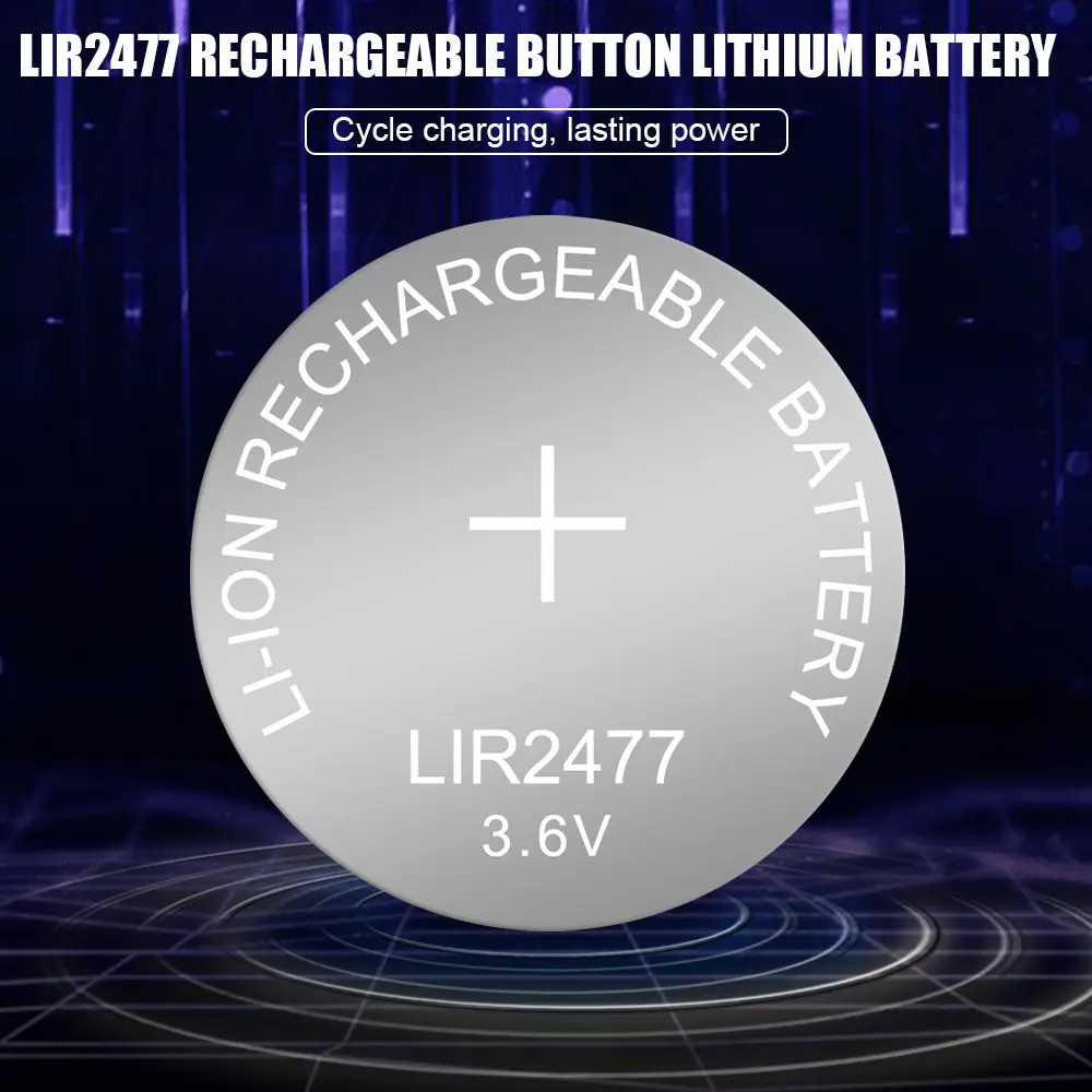 2-Slot Charger + LIR2477 3.6V 200mAh Rechargeable Button Battery ...