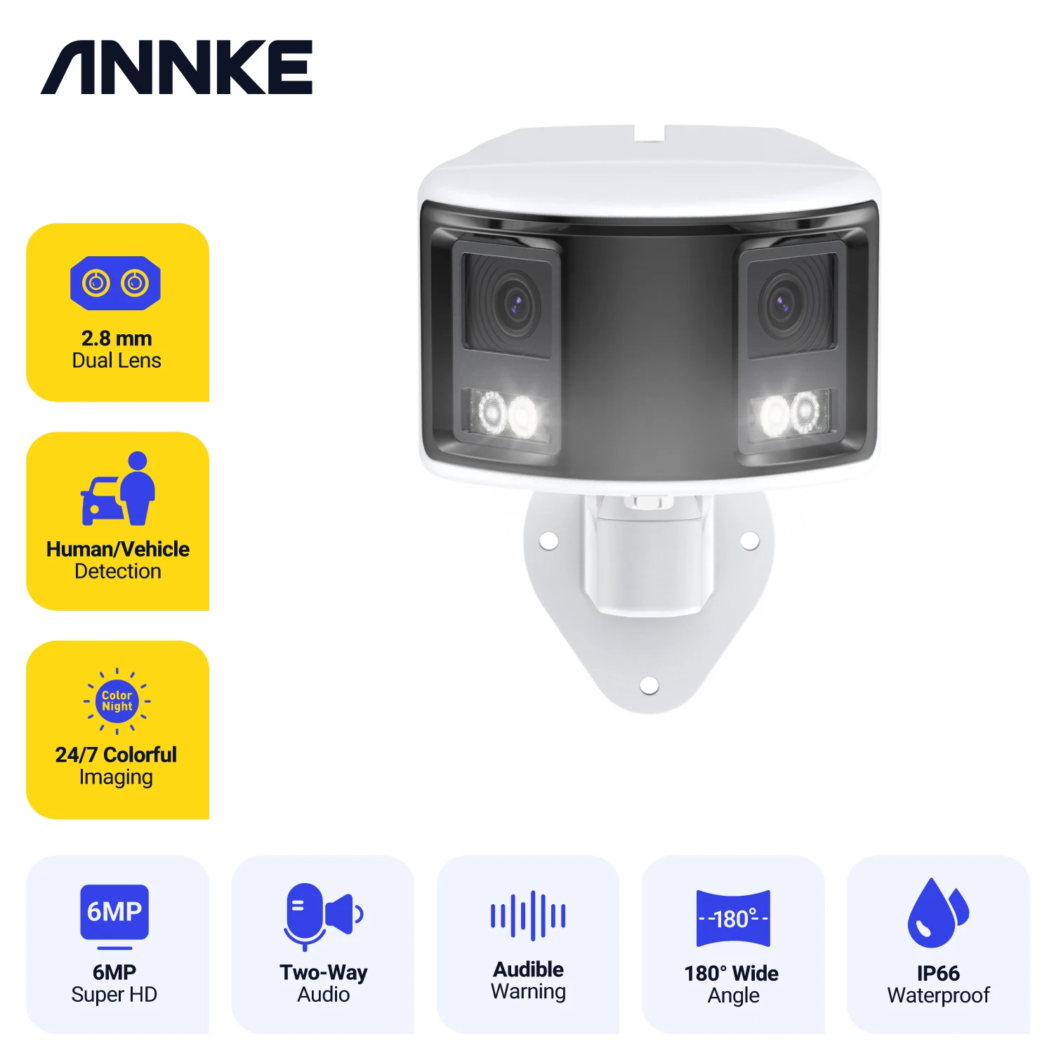 ANNKE 180° 4K DUO POE Dual Lens Wide View Outdoor Video Camera,8MP AI ...