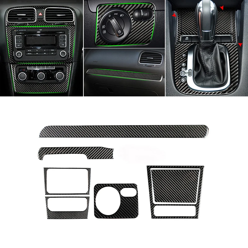For-VW-Golf-6-MK6-Car-Carbon-Fiber-Center-Control-Panel-Air-Vent-Gear ...