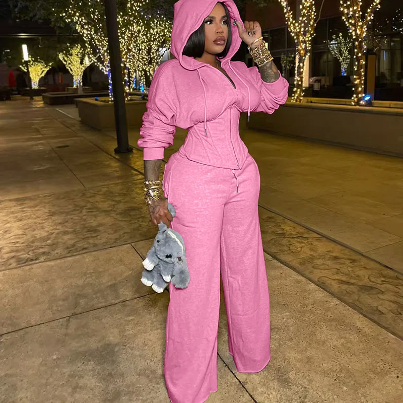 Streetwear Casual Tracksuit Woman 2 Piece Sets Sporty Zipper Hooded ...
