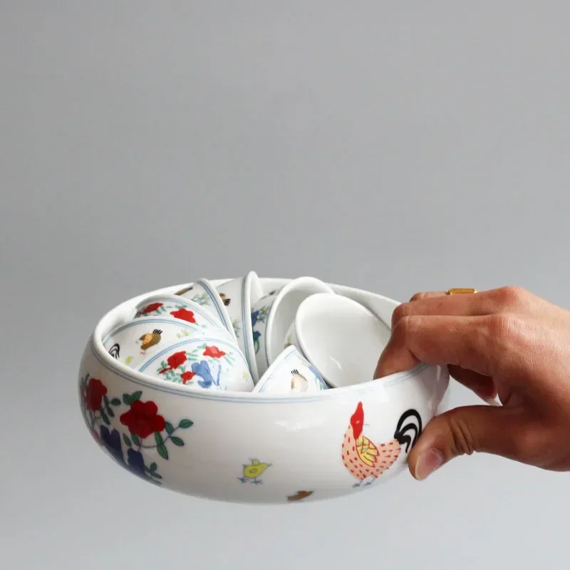 Chinese-Tea-Set-Accessory-Ceramic-Tea-Wash-Bowls-Archaistic-Rooster ...