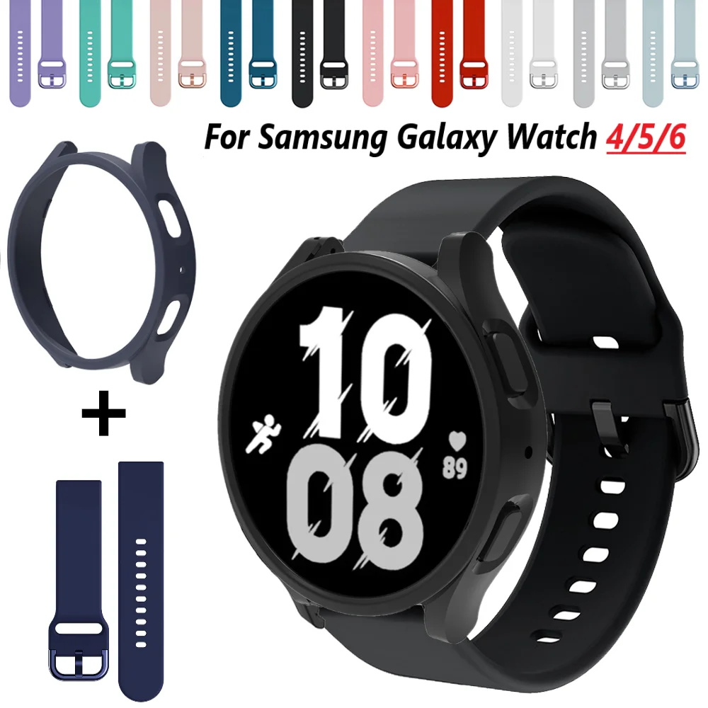 Sleek Silicone Bracelet with Hard Cover Case for Samsung Galaxy Watches ...