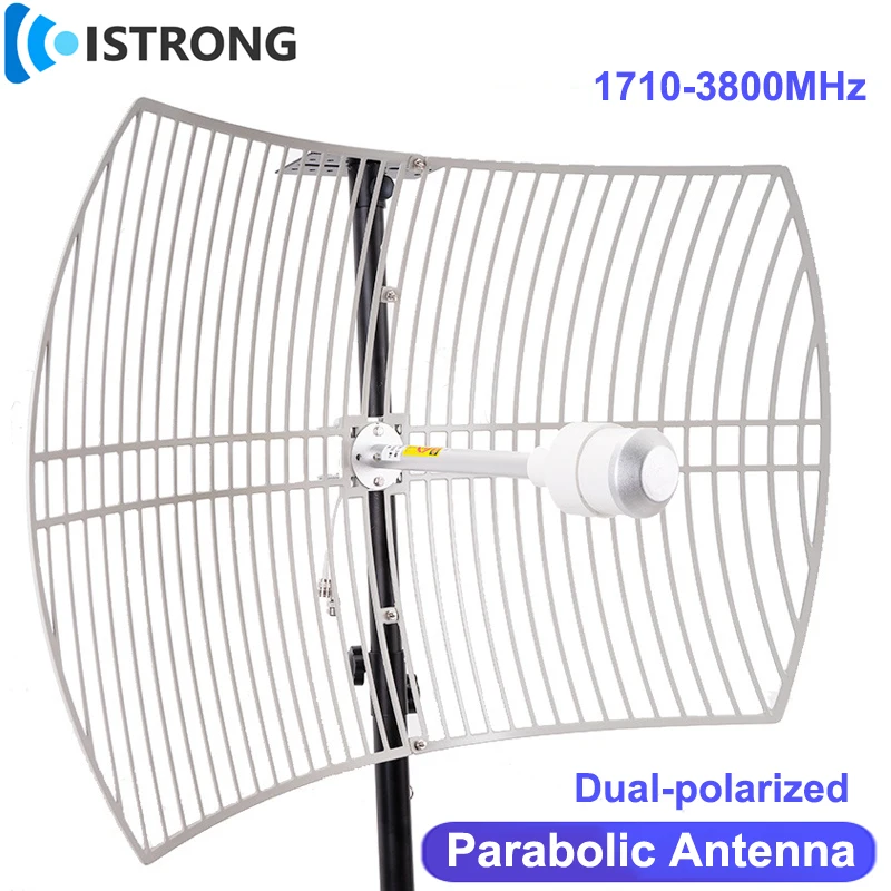 Outdoor Bipolarized Parabolic Grid Antenna 1710-3800M Long Range Mobile ...