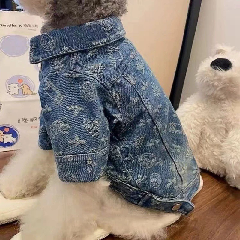 Printing Denim Clothes for Small Medium Dogs Soft Polyester Unisex Cat ...