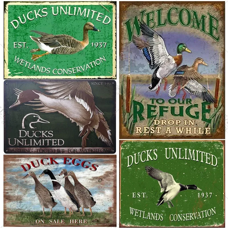 Vintage-Tin-Metal-Sign-Ducks-Unlimited-Welcome-To-Our-Refuge-Metal-Wall ...