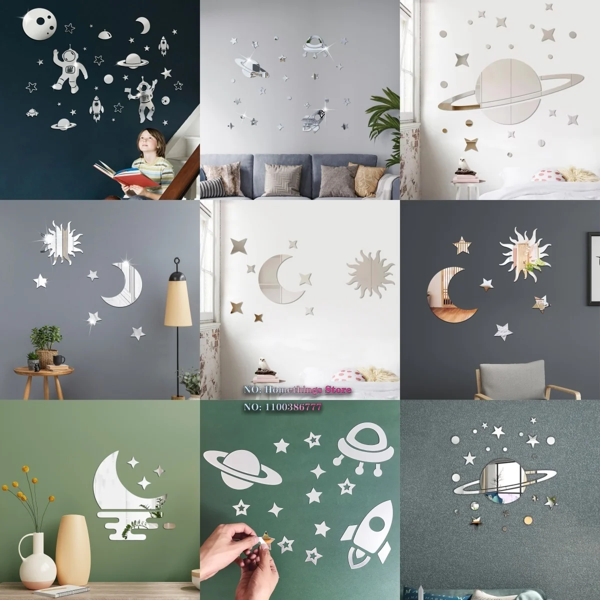 Serie de cielo estrellado, pegatina de pared de espejo 3D, acrílico ...