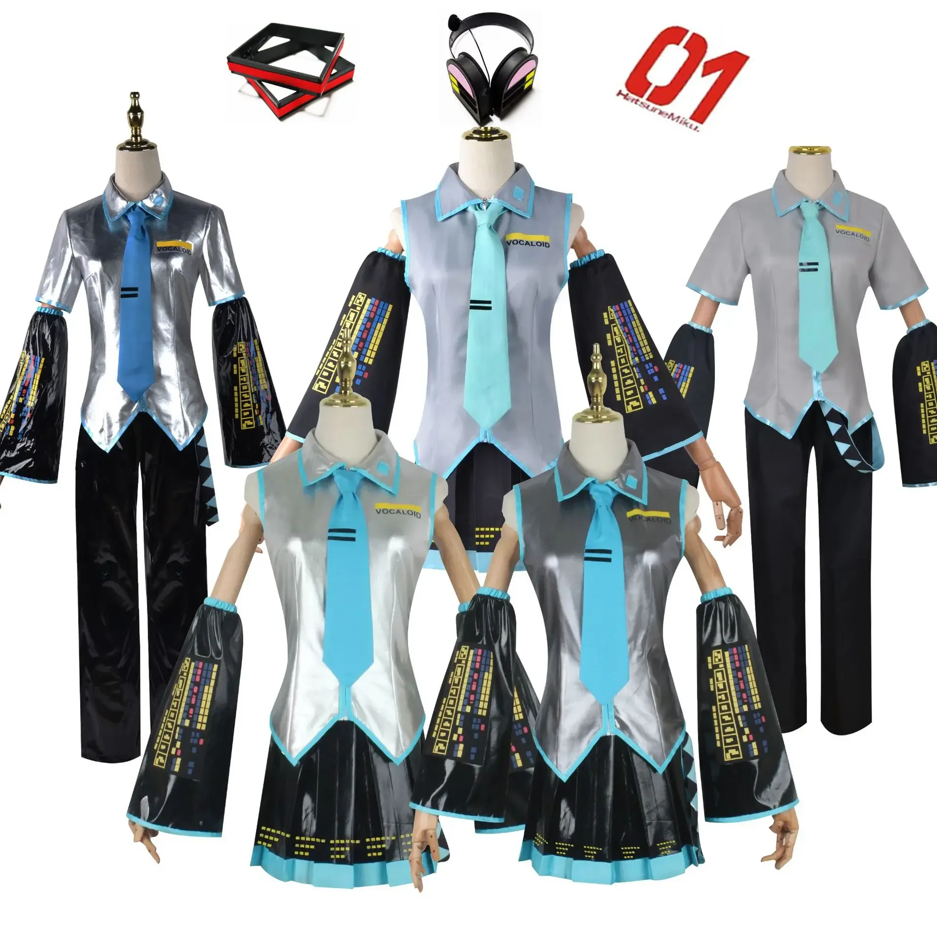【Spot】Hatsune Miku MIKU formula cos costume patent leather Hatsune cos ...