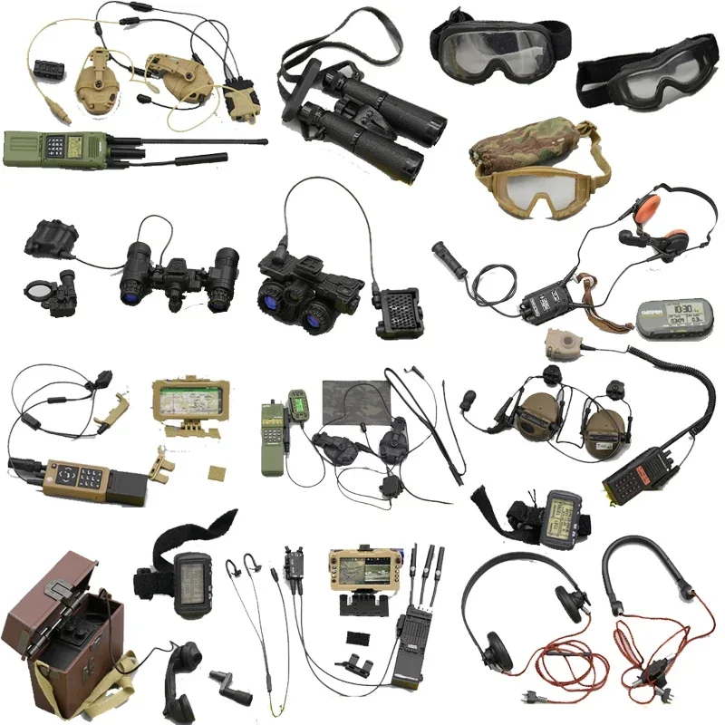 1-6-Soldier-Goggles-Model-WWII-Soldier-Headset-Monitor-Miniature ...