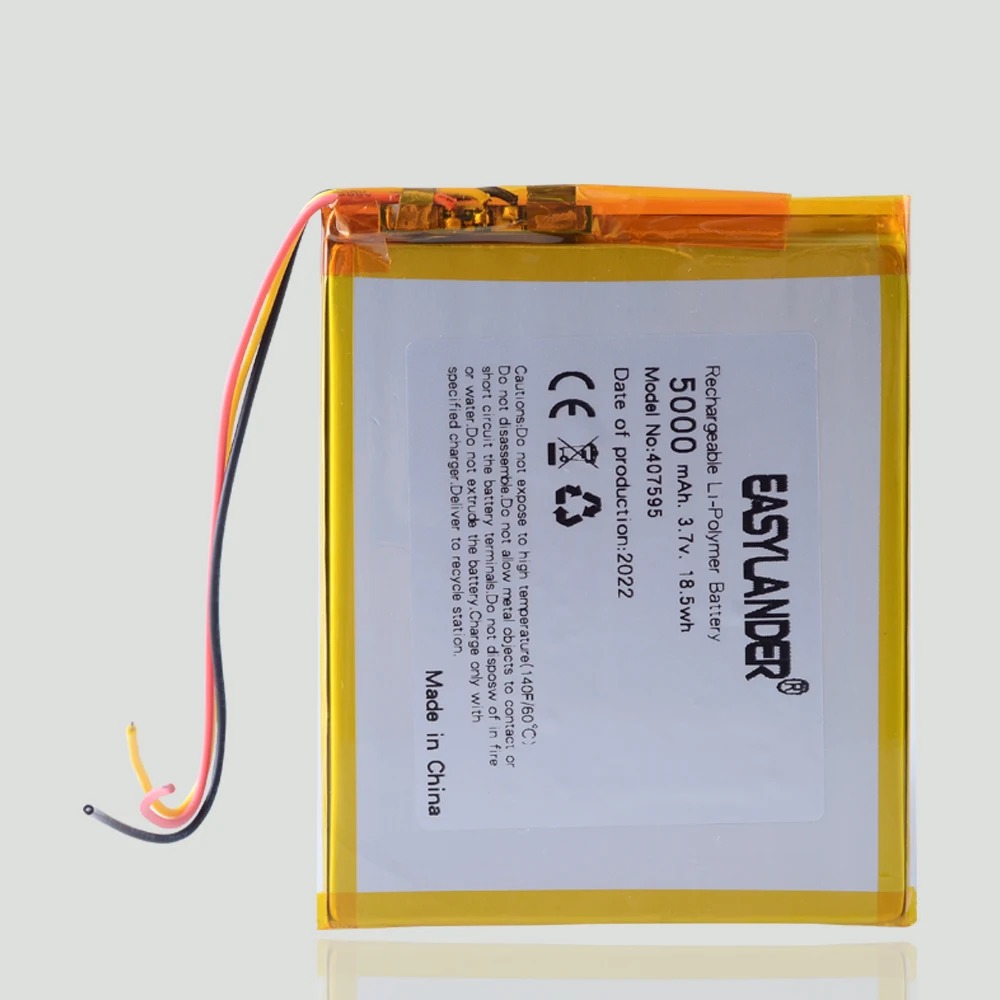 With High Quality 5000mAh 3Wire 407595 Polymer Lithium Battery FOR 7,8 ...