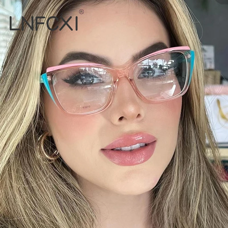 LNFCXI-Marco-de-gafas-Retro-TR90-para-hombre-y-mujer-doble-Color-Ojo-de ...
