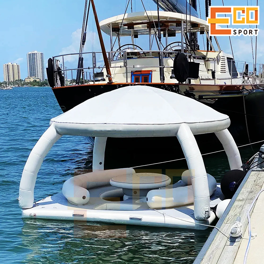 3-6m-Luxury-Inflatable-Floating-Platform-Dock-With-Table-sofa-water ...