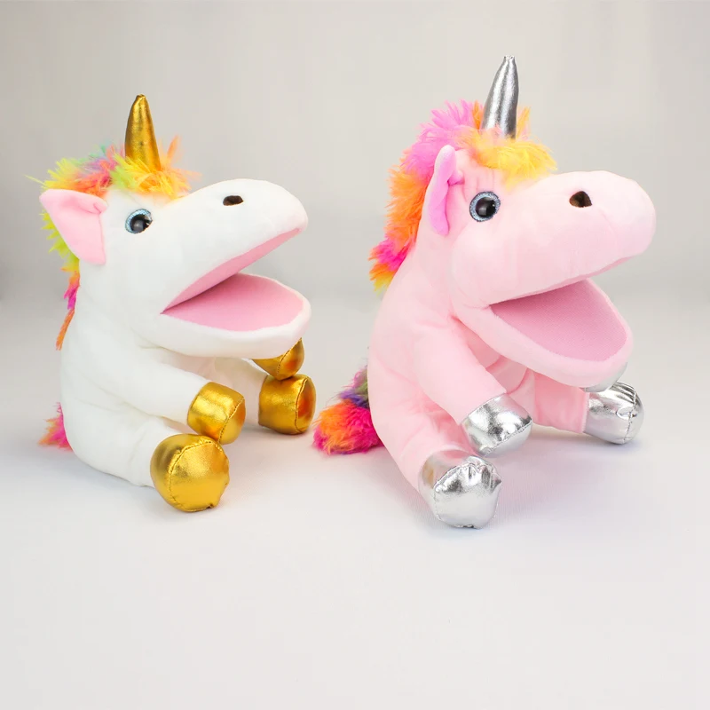 Unicorn-Hand-Puppets-The-Mouth-Can-Move-Plush-Toys-Pony-Dolls-Parent ...