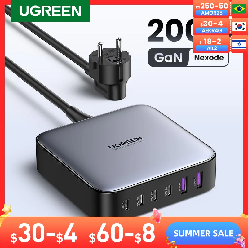 Unovo-em-uugreen-200w-gan-carregador-de-desktop-port-til-adaptador-de ...