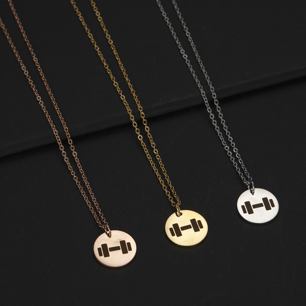 Cazador Dumbbell Exercise Fitness Necklace for Men Women Stainless ...