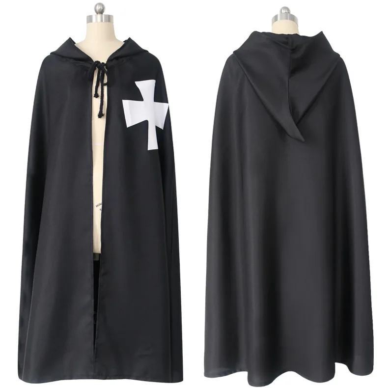 2023-Halloween-Cloak-Medieval-Templar-Knight-Cape-Black-Hoodie-Cosplay ...